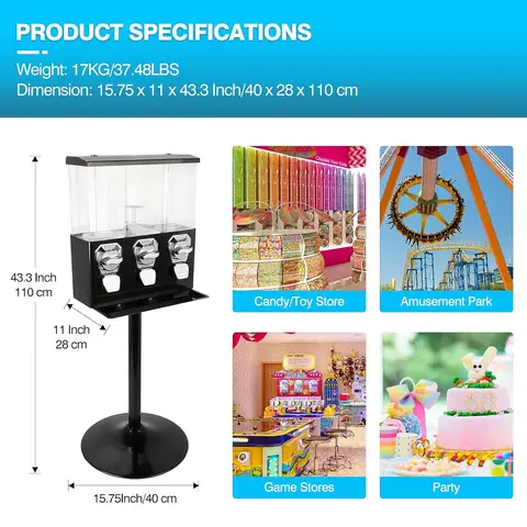 Buy New Design Coin Operated Gumball Machines Triple Candy Toy Capsule ...