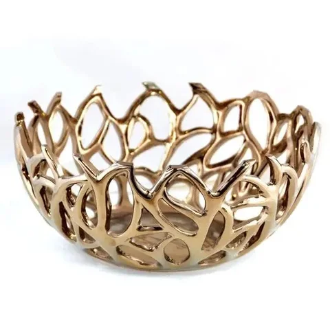 Buy Round Metal Bowl Gold Raw Finished Decorative For Kitchen And Home ...