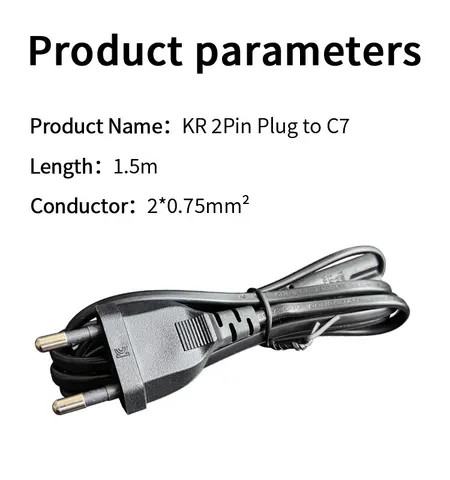 Buy South Korea 2pin C7-c8 0.75 1.5m Black Power Cables Cord from ...