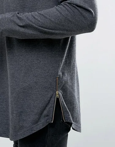 Buy Wholesale Super Longline Long Sleeve T Shirt With Curved Hem And ...