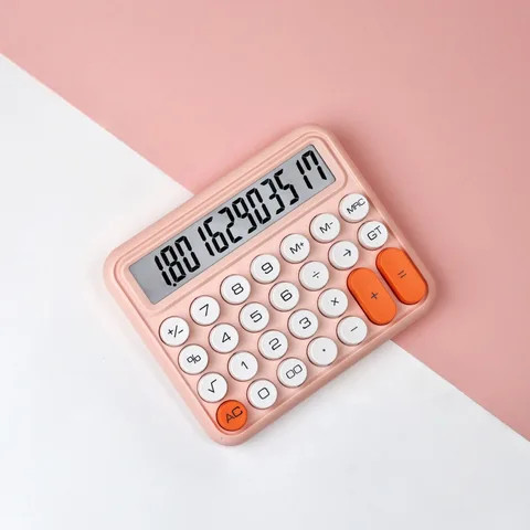 Buy 12 Digit Ergonomic Mechanical Button Calculator Desktop Cute Large ...