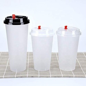 Buy Cold Iced Coffee Tea Drinking Cups 500ml Disposable Plastic Frosted ...