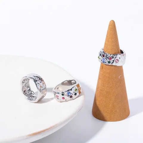 Buy Fashion Sliver Plated Rugged Texture Thick Finger Ring Punk Jewelry ...