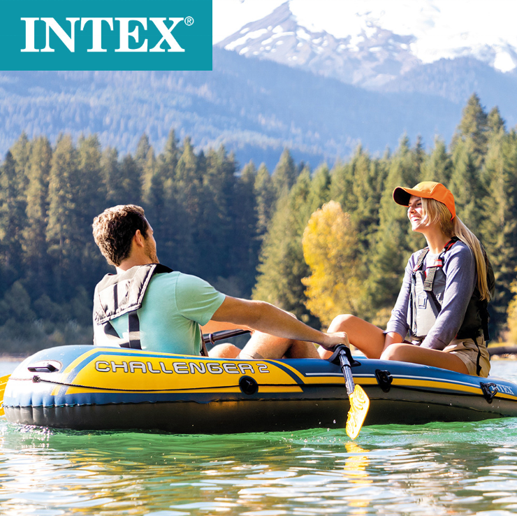 Buy Intex 68367 Challenger 2 Boat Set Inflatable Rubber Fishing Boat ...