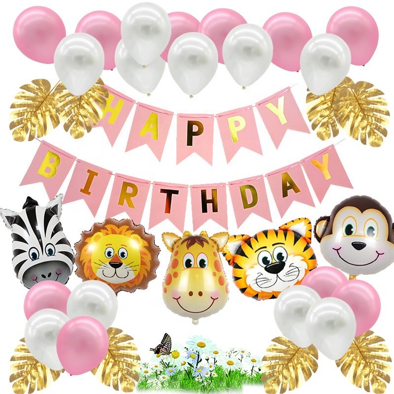Buy Jungle Forest Animal Theme Birthday Decoration Balloon Set Tiger ...