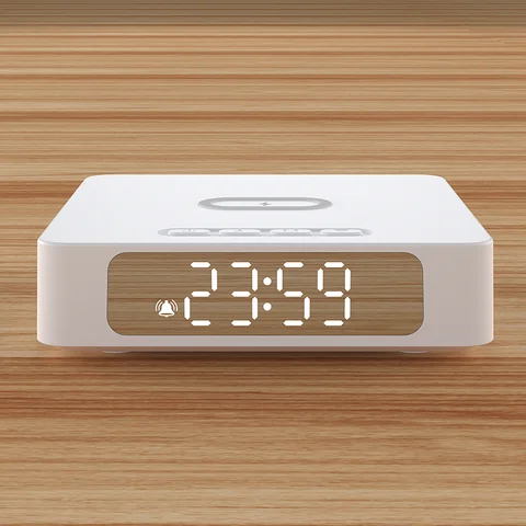 Buy Led Smart Digital Alarm Clock With Wireless Charger Thermometer ...