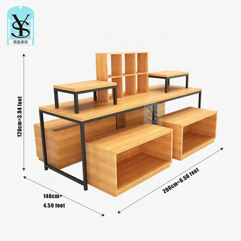Buy Mall Supermarket Shelves Steel Wood Retail Cutlery Kitchenware Rack ...