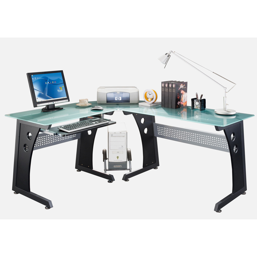 Buy Modern Glass Computer Workstation from Long Sheng Office Furniture ...