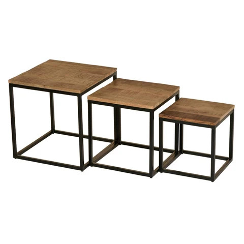 Buy Modern Industrial Metal Wood Coffee Table Set Versatile Stylish ...