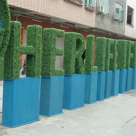 Buy Outdoor Garden Decoration Artificial Boxwood Grass Letters Faux ...