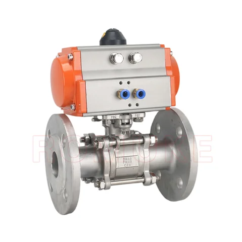 Buy Q641f-16p Stainless Steel Cf8 Cf3 Cf8m Cf3m Three-piece Flange Pneumatic Ball Valve from ...