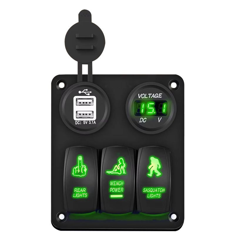 Buy 3 Gang 5pin Rear Lights Switch On Off Rocker Switch Usb Voltmeter ...