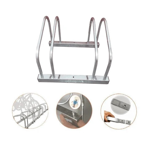Buy 3 Frames Bike Stand Galvanized Steel Bicycle Outdoor Floor Parking ...