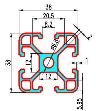 Buy 38x38 Industrial Square Extruded Aluminium Profile from Hunan ...