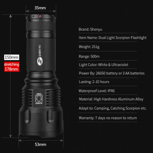 Buy 5000 Lumen Blue Point Uv Torch Led Rechargeable Flashlight from ...