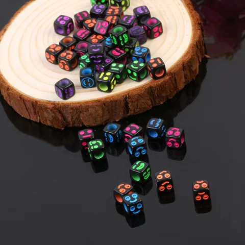 Buy Ac1162 6mm Acrylic Cube Emotion Fluorescent Beads Color Cartoon ...