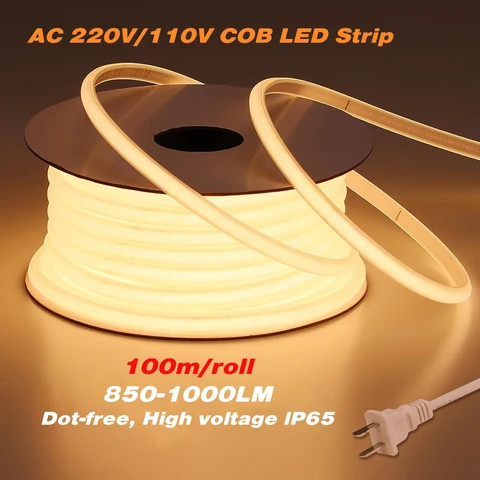 Buy Aikeou Cob Led Strip For 220v 110v No Strobe Outdoor Ip65 ...