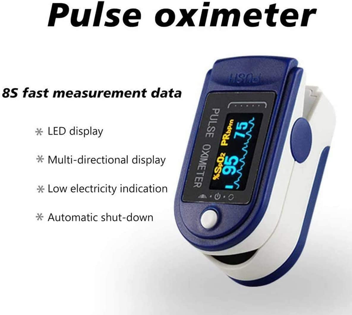 Buy Blood Oxygen Saturation Pulse Oximeter Portable Oxygen Sensor ...