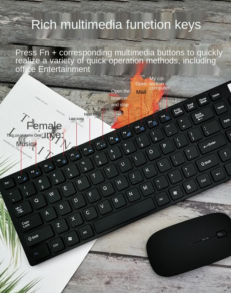 Buy Customizable Black And White Wireless Keyboard And Mouse Set ...