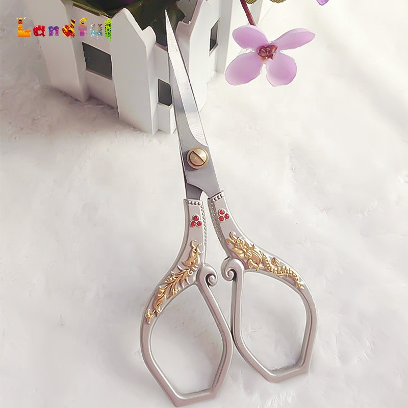 Buy Fancy Scissors European Style Gothic Aesthetic Red Gemstone Sewing ...