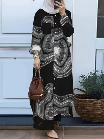 Buy Latest Design Islamic Abaya Muslim Ladies Dress Striped Pants And ...
