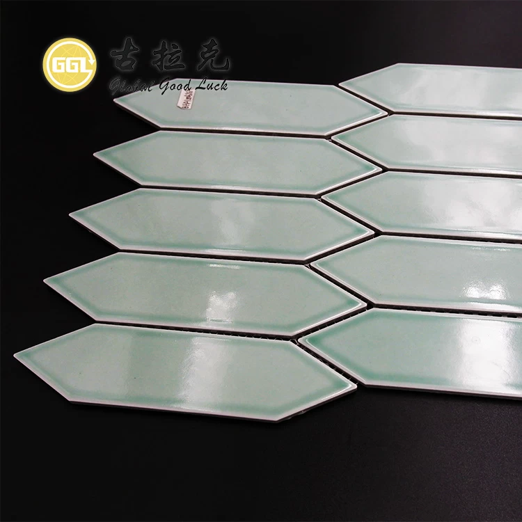 Buy Long Hexagon Pattern Olive Green Ceramic Mosaic Bathroom Tile from ...