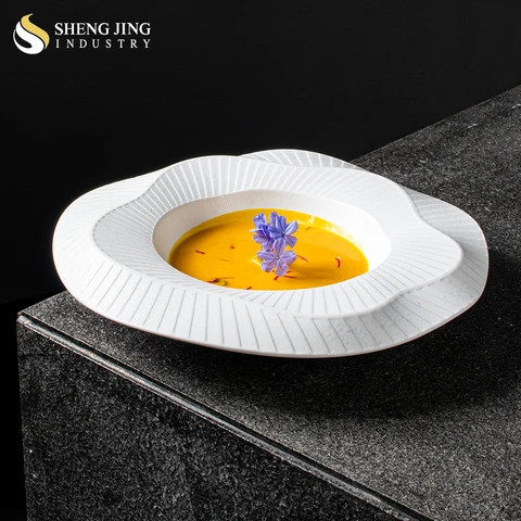 Buy Modern White Ceramic Plates For Salad Fruit Soup Dinnerware-deep ...