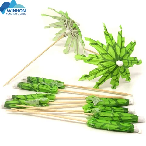 Buy Palm Tree Toothpicks Handmade Cocktail Parasol Picks Green Paper ...