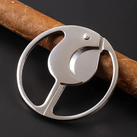 Buy Round Stainless Steel Cigar Cutter Scissors Double Edge Cutter ...