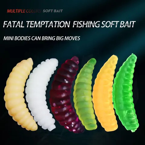 Buy Rubber Worm Grub Fake Maggots Fishing Bass Lures Soft Worm Bait ...