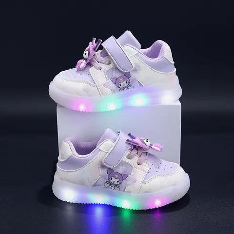 Buy Trending Kawaii Anime Leather Bound Kids Shoes Cartoon Led Light Up ...