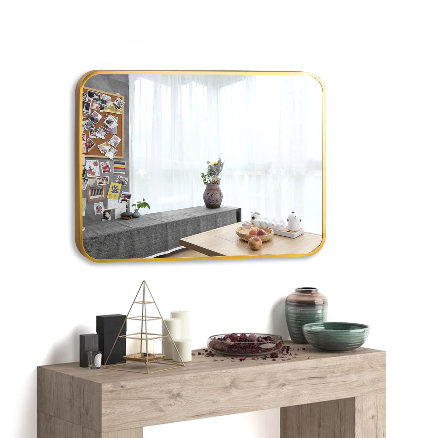 Buy Wide Purpose Dressing Mirror Rounded Corners Aluminum Alloy Frame ...