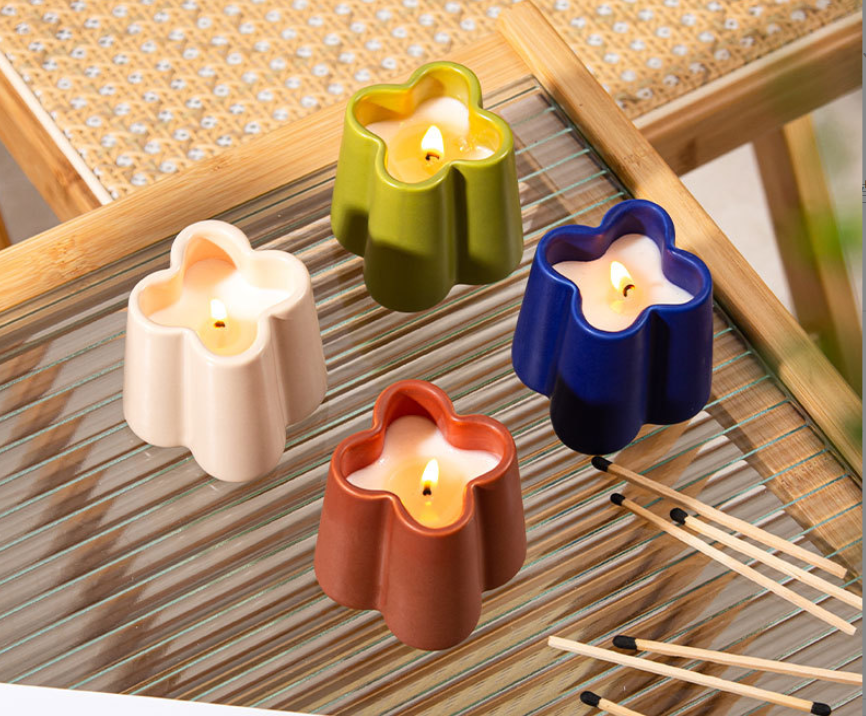 Buy Creative Four-leaf Clover Ceramic Candle Ware Custom Logo High ...