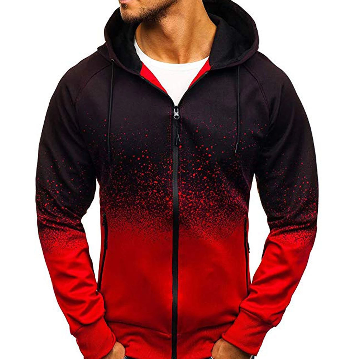 Buy Foam Puff Screen Printing Zip Up Hoodie Men Custom Logo Zipper ...