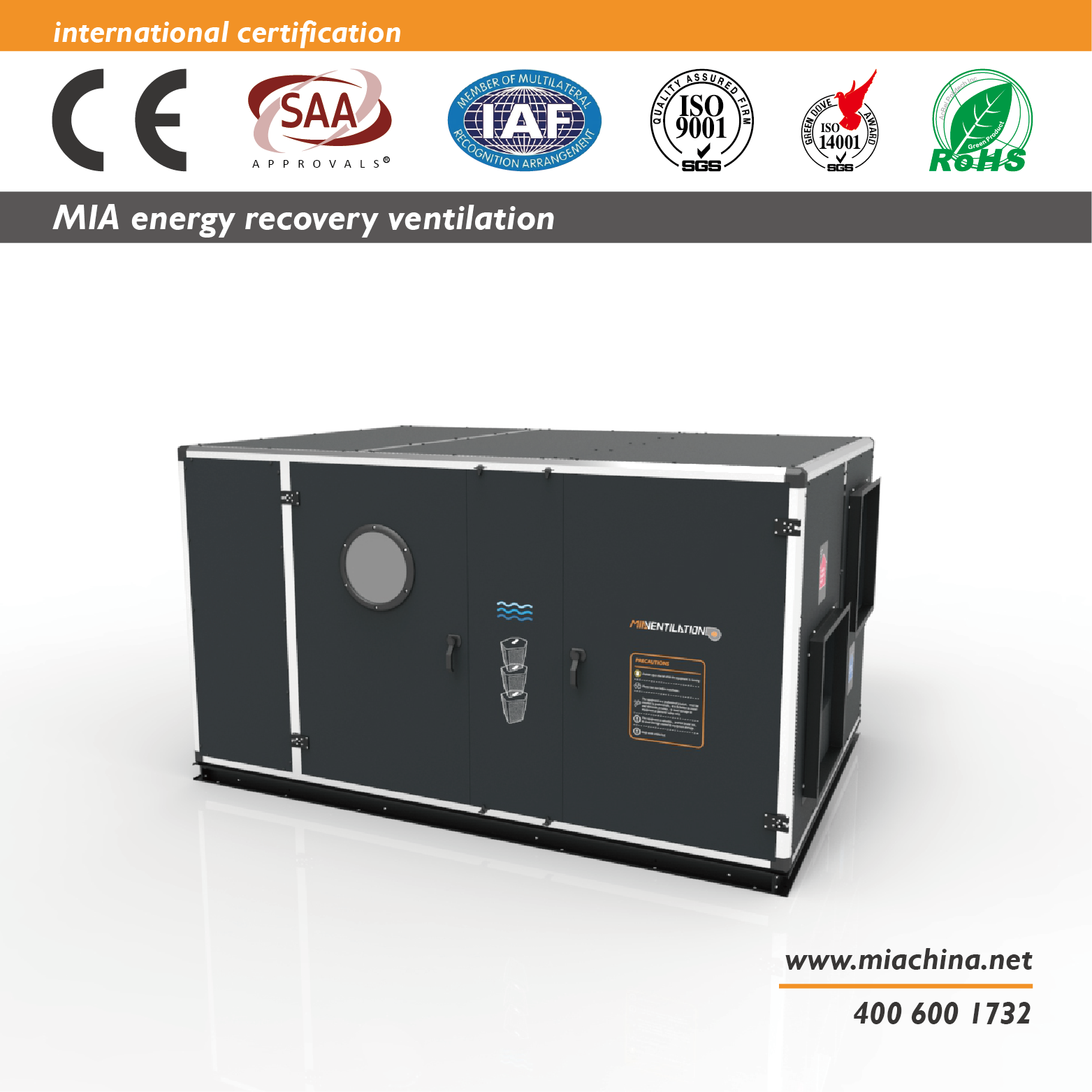 Buy Mia Ventilation Industrial Erv Air Recuperator Ahe-2000gl from ...