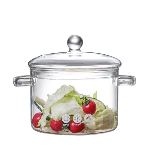 Buy 1900ml Transparent Clear Pyrex Glass Cooking Pot Heat Resistant ...