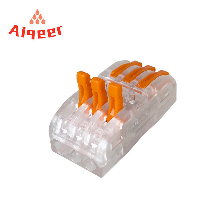 Buy 3 Way 6 Ports Quick Push-in Wire Terminal Block, Transparent ...
