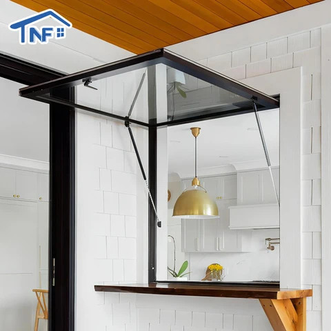 Buy Aluminum Alloy Frame Black Color Tempered Glass Window Flip Out ...