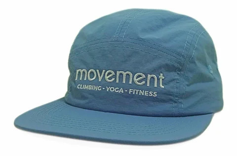 Buy Blue 5 Panel Embroidered Logo Camper Hats Flat Brim Adjustable Snap ...