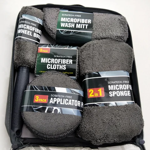 Buy Car Wash Cleaning Kit With Foam Wash Mitt Sponge Towels Car ...