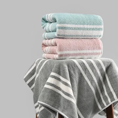 Buy Classic Luxury Strip Bath Towels Extra Large | 100% Soft Cotton ...