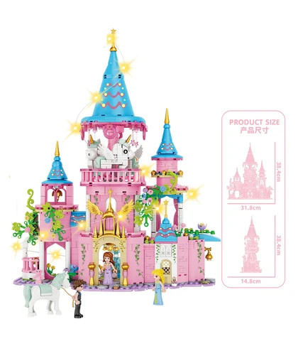 Buy Construction Bricks Fairytale Horse Pink Princess Castle Model Toys ...