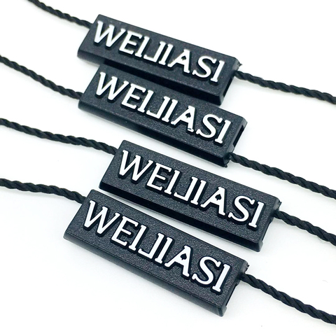 Buy Custom Embossed Name Logo Garment Hang String Seal Plastic Tag from ...