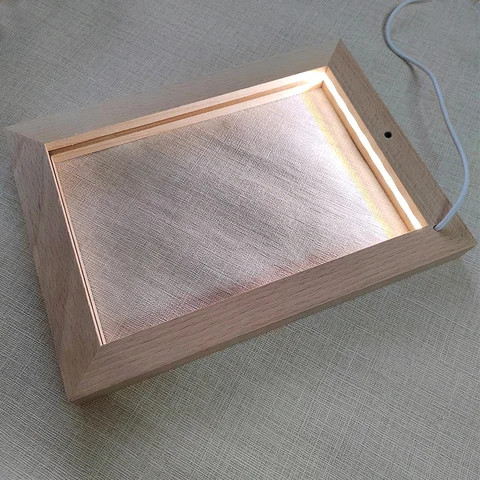 Buy Diy Square Solid Wood Led Frame Light With Laser Engraved Acrylic ...