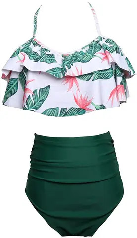 Buy Girls Kids Swimsuit Two Pieces Bikini Set Ruffle Swimwear Bathing ...