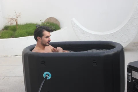 Buy Inflatable Cold Plunge Tub Ice Bath Freezer With Lid And Steps For ...