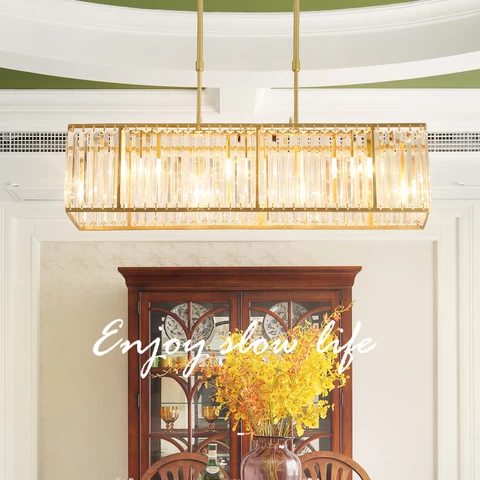 Buy Lobby Lustre Sala Jantar Rectangular Chandelier Crystal, Restaurants Lustre Moderne Crystal ...