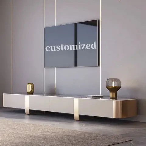 Buy Luxury Rose Gold Metal Frame Tv Stand Living Room Furniture Tea