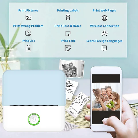 Buy Mini Sticker Printer, Portable Thermal Printer Bluetooth Inkless ...