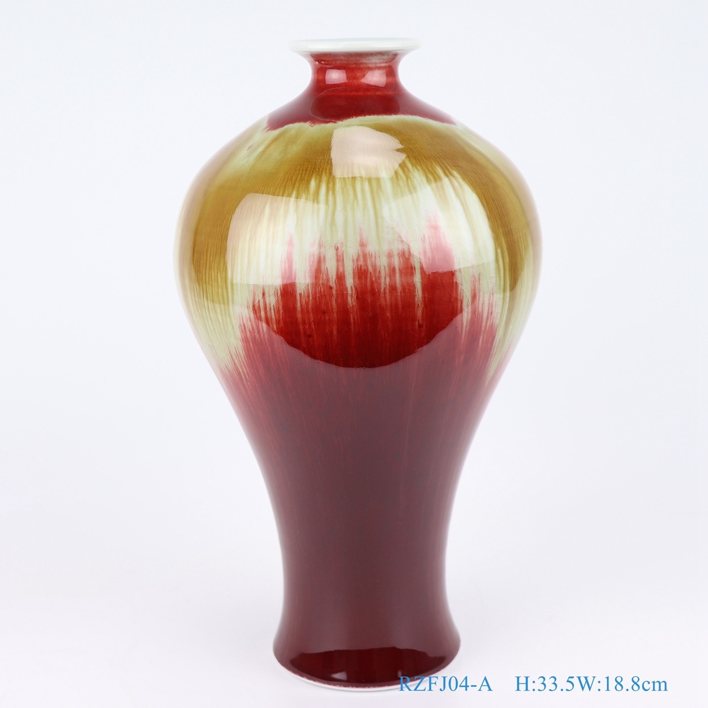 Buy Red Porcelain Glaze Kiln Bottom Flow Yellow Plum Bottle Vase from ...